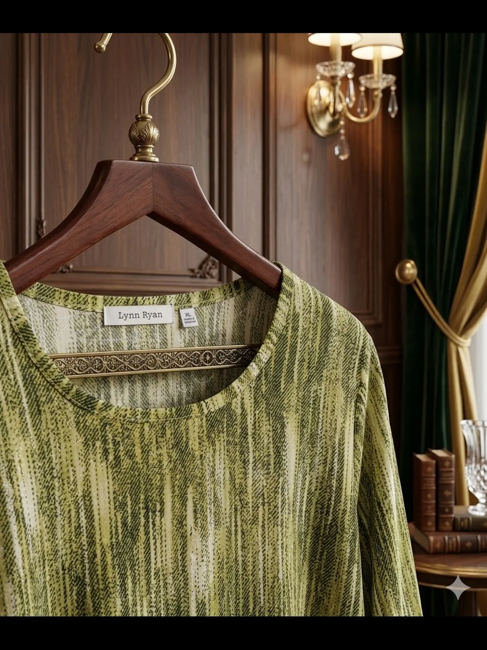 Lynn Ryan | Tops | Olive Green Printed Ladderdetail Sheer Blouse | Poshmark